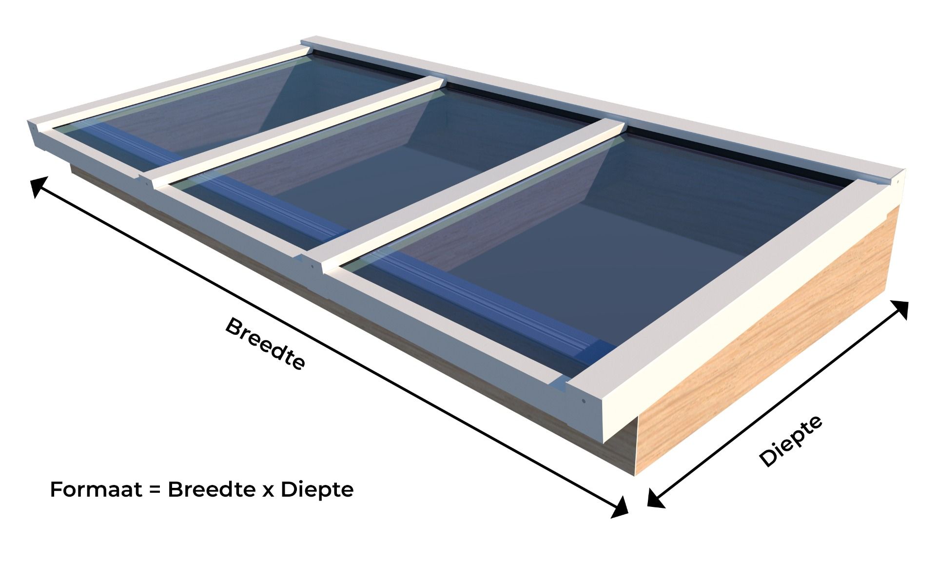 Lichtstraat Glas Douglas Lessenaars 2402Br x 1000mm Dp | Tuingemak